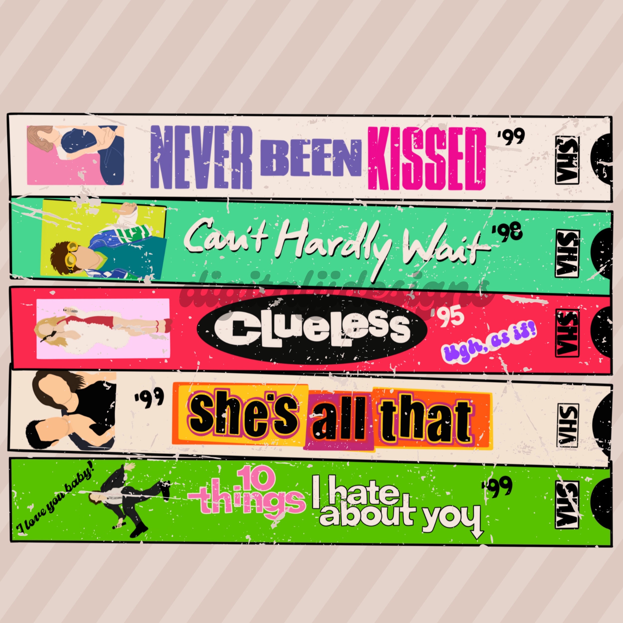 90's VHS Movies, 90's Png, VHS Stack Movies, 90's Sublimation Design ...