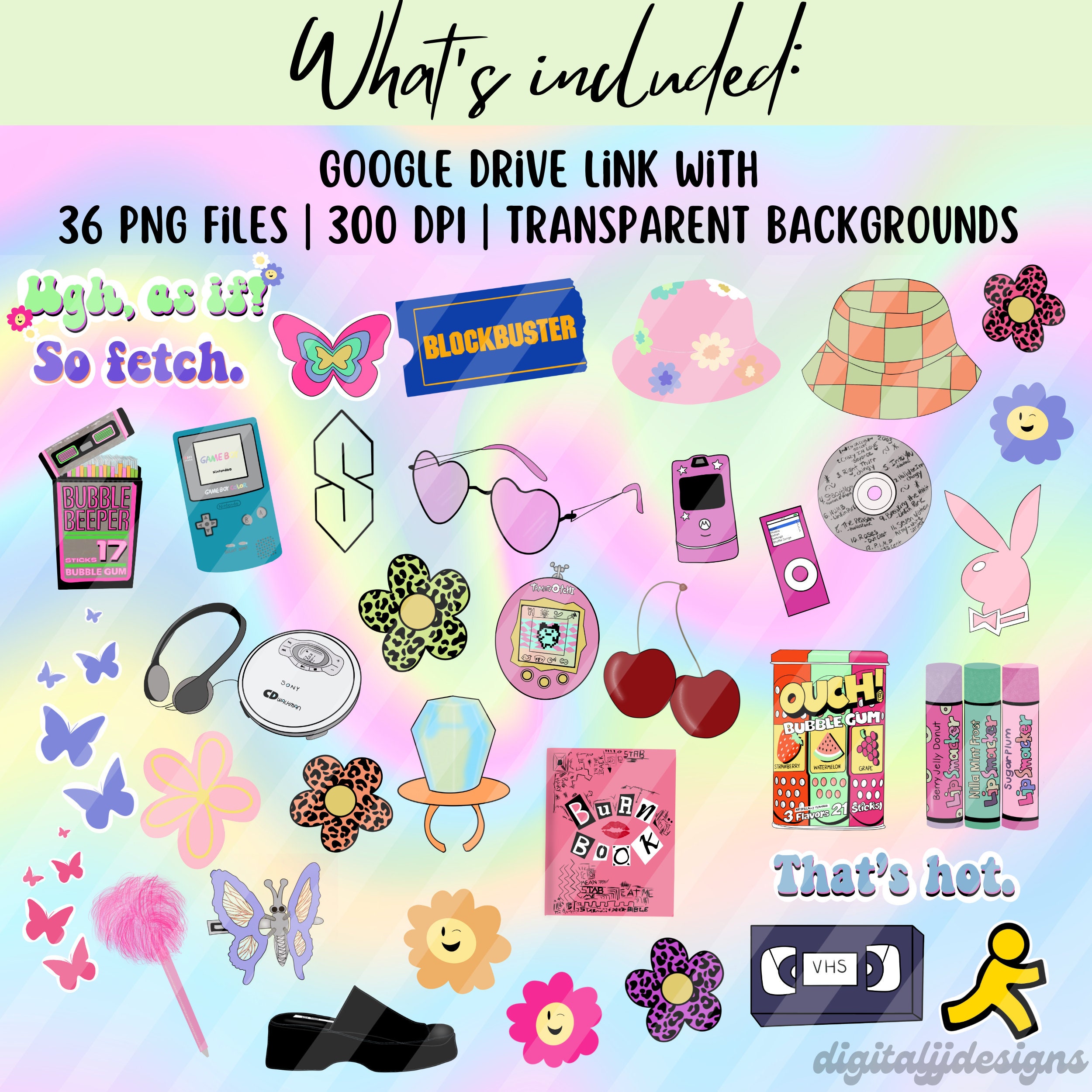 90s Sticker PNG Bundle, 2000s PNG Digital Download, Digital Planner ...