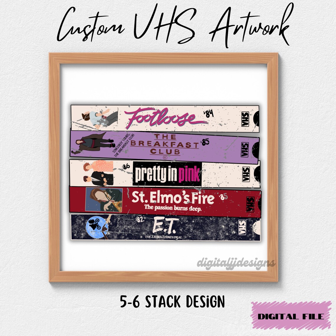 Custom 80's VHS Movies Design, VHS Stack Movies, 80's Sublimation ...