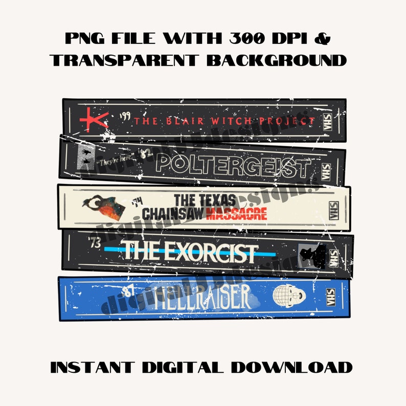 Retro Halloween Horror Movie VHS Stack PNG (digital Download) - Etsy