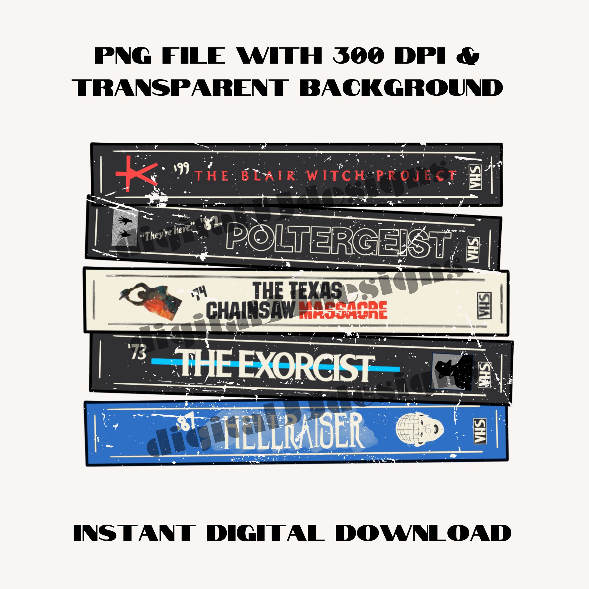 Retro Halloween Horror Movie VHS Stack PNG (digital Download) - Etsy