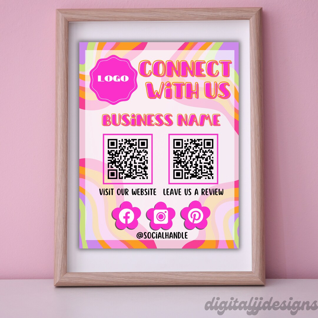 Watercolor Social Media Sign, Small Business Sign Template, Social ...