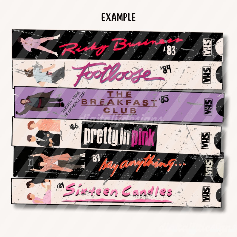 Custom 80's VHS Movies Design, VHS Stack Movies, 80's Sublimation ...