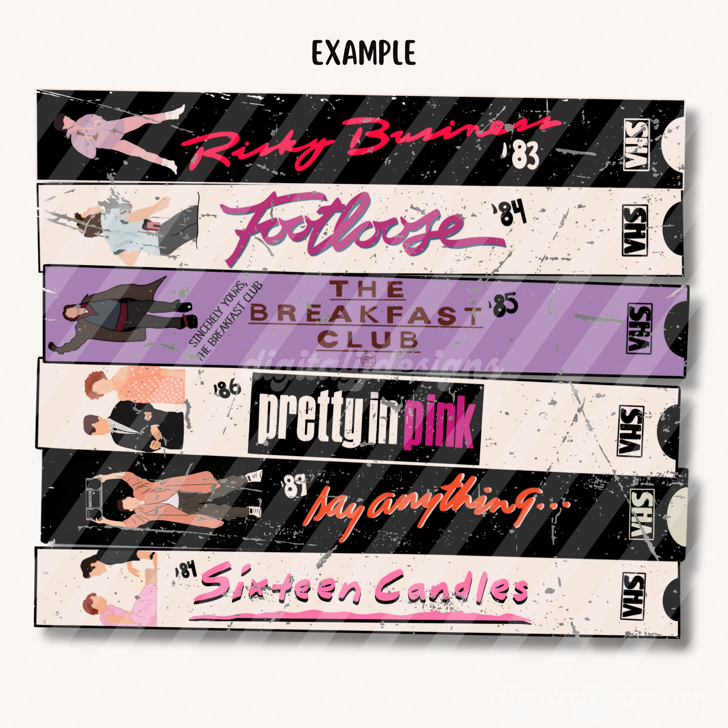 Custom 80's VHS Movies Design, VHS Stack Movies, 80's Sublimation ...