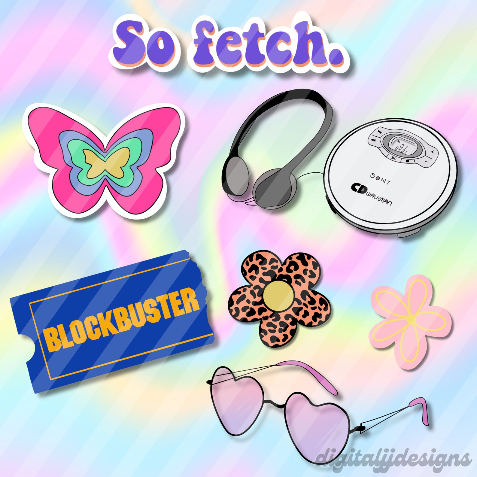 90s Sticker PNG Bundle, 2000s PNG Digital Download, Digital Planner ...