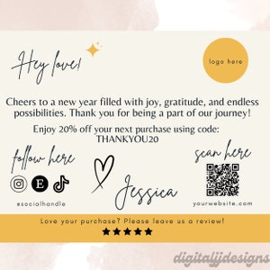 Holiday Printable Thanks for Your Purchase, 2024 New Years Business ...