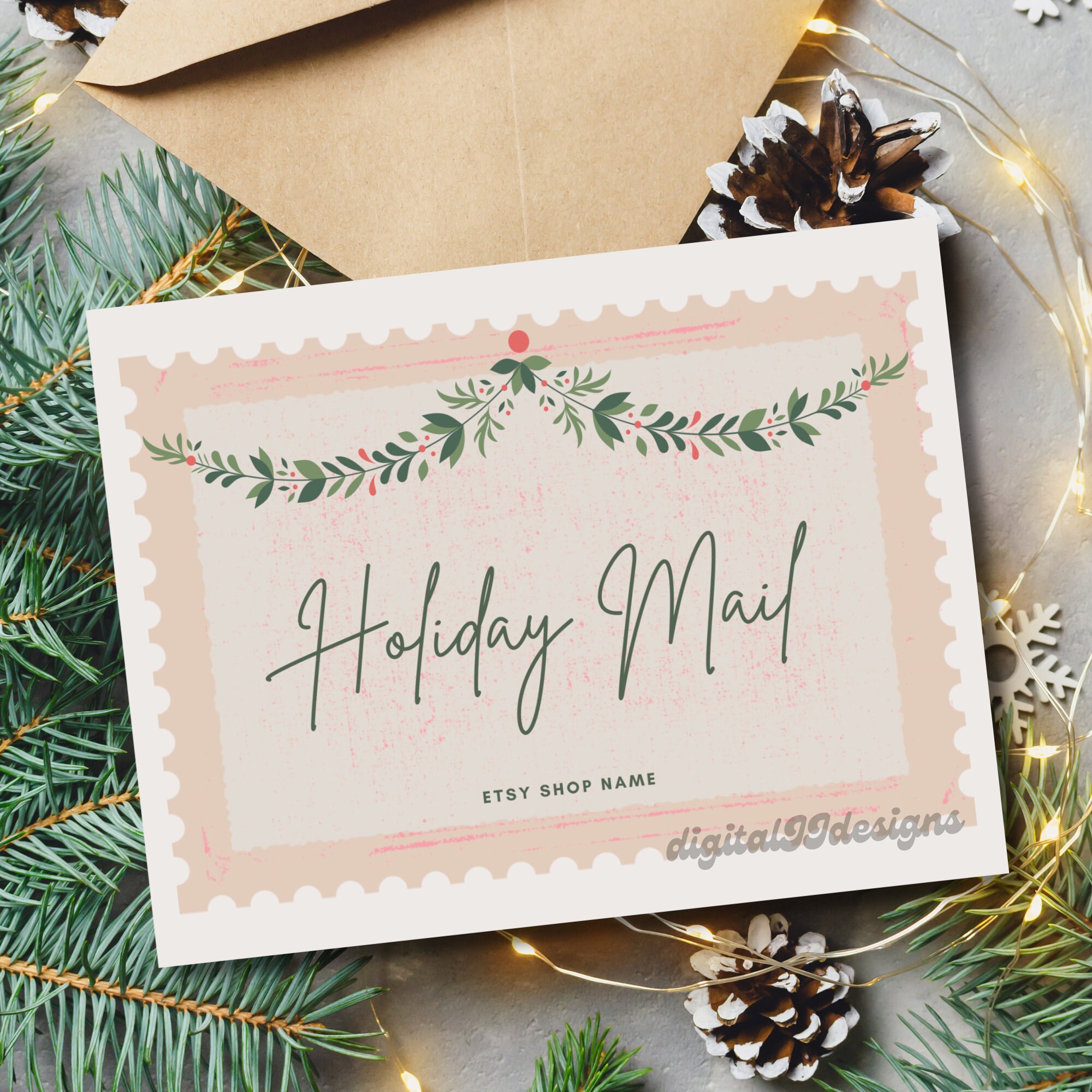 Holiday Mail Thank You Card, Printable Christmas Thank You Cards ...