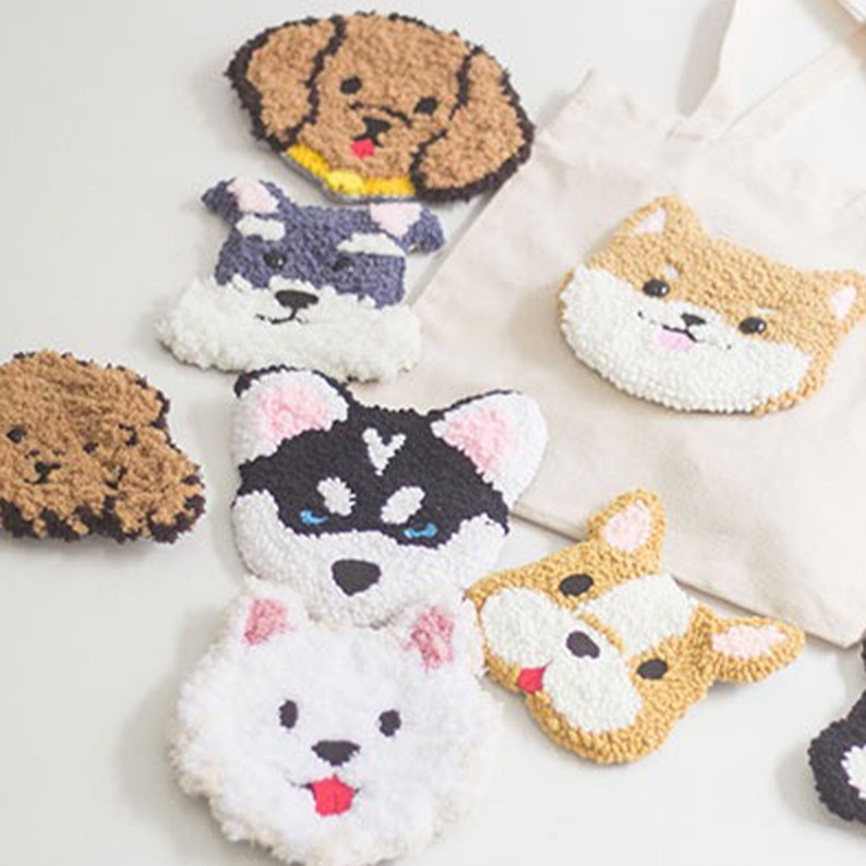 Cute Dog Punch Needle Kit | Beginner Punch Needle Tufting Starter Kit ...