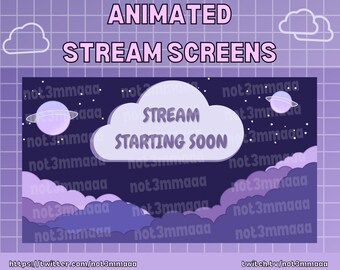 Animated Twitch Purple Space Moon Screens, Starting Soon, BRB, Stream ...