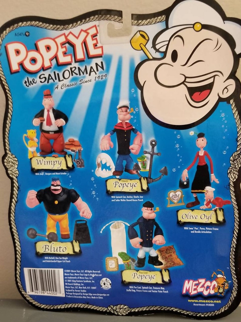 Vintage 2001 Mezco Popeye the Sailor Man Pea Coat Popeye NIB 5 Inches ...