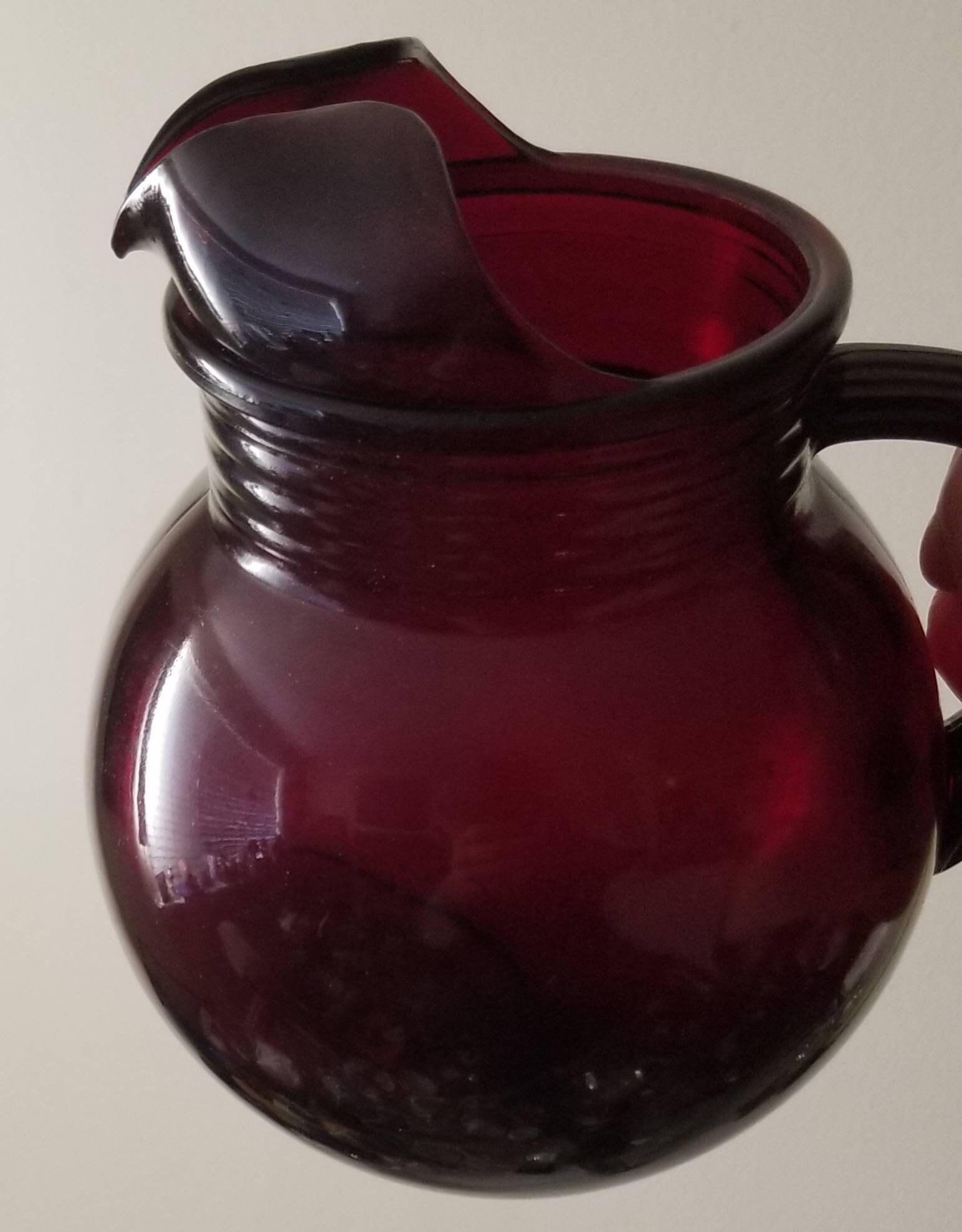 Anchor Hocking Roly Poly Ruby Red Tilted Pitcher, Vintage Anchor ...