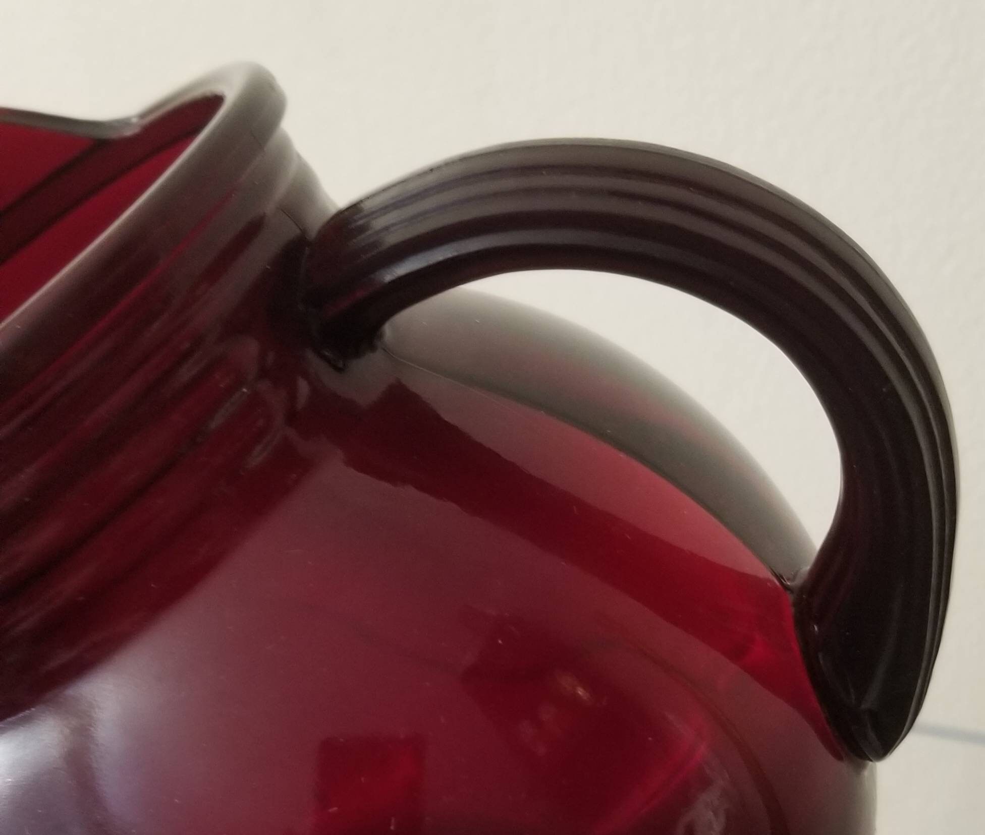 Anchor Hocking Roly Poly Ruby Red Tilted Pitcher, Vintage Anchor ...