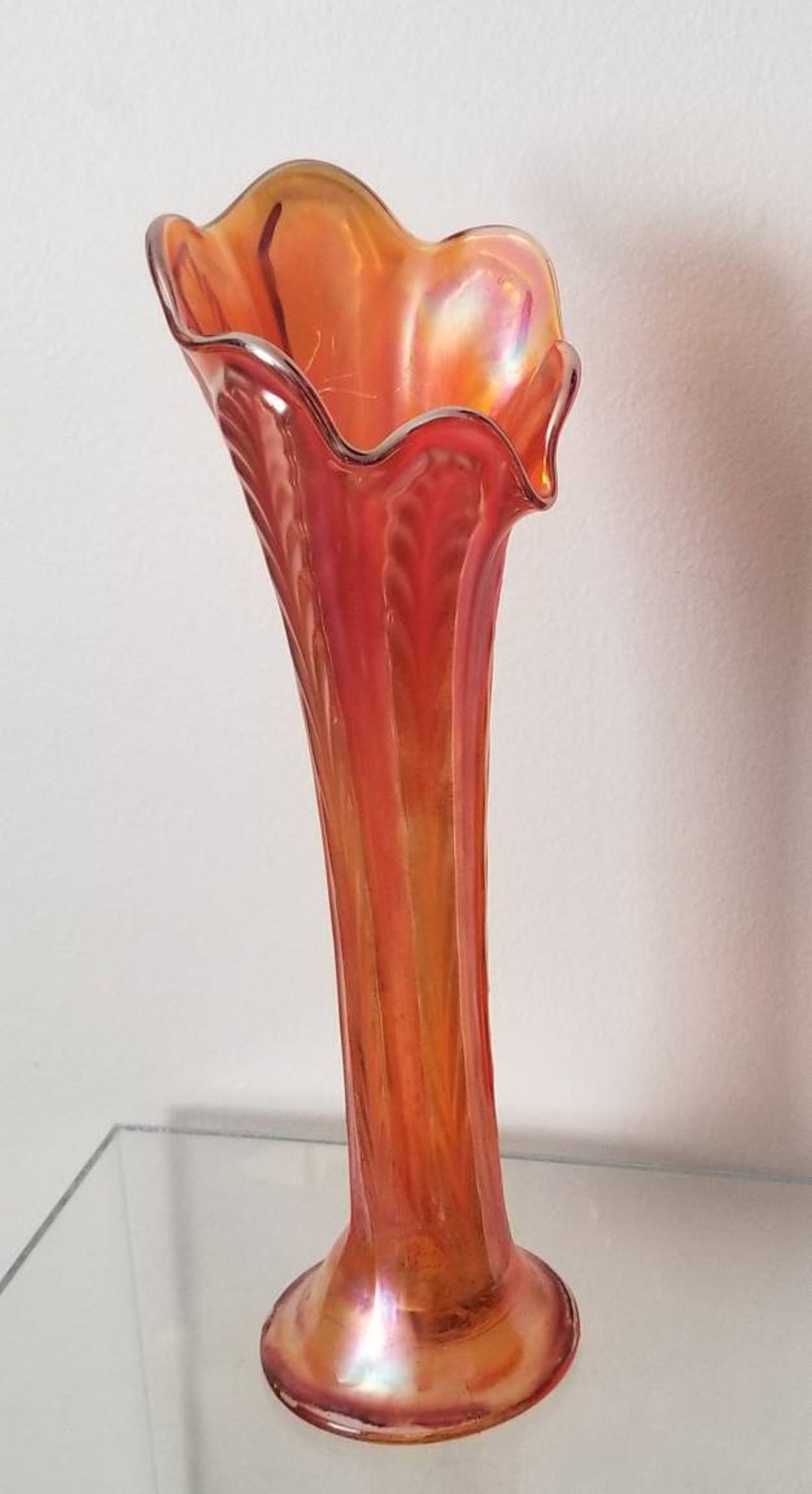 1920s Marigold Carnival Glass Vase Sunglow Glass by Sowerby - Etsy
