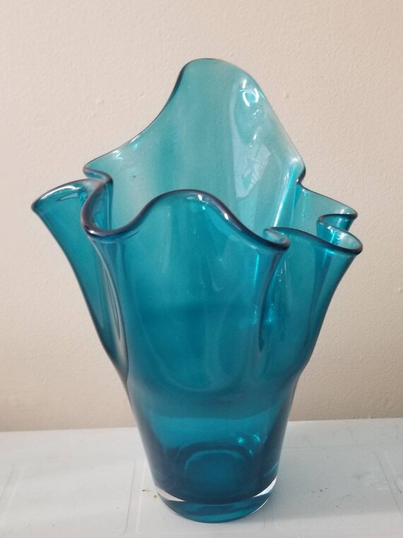 Gorgeous Large Vintage Blue Vase Etsy