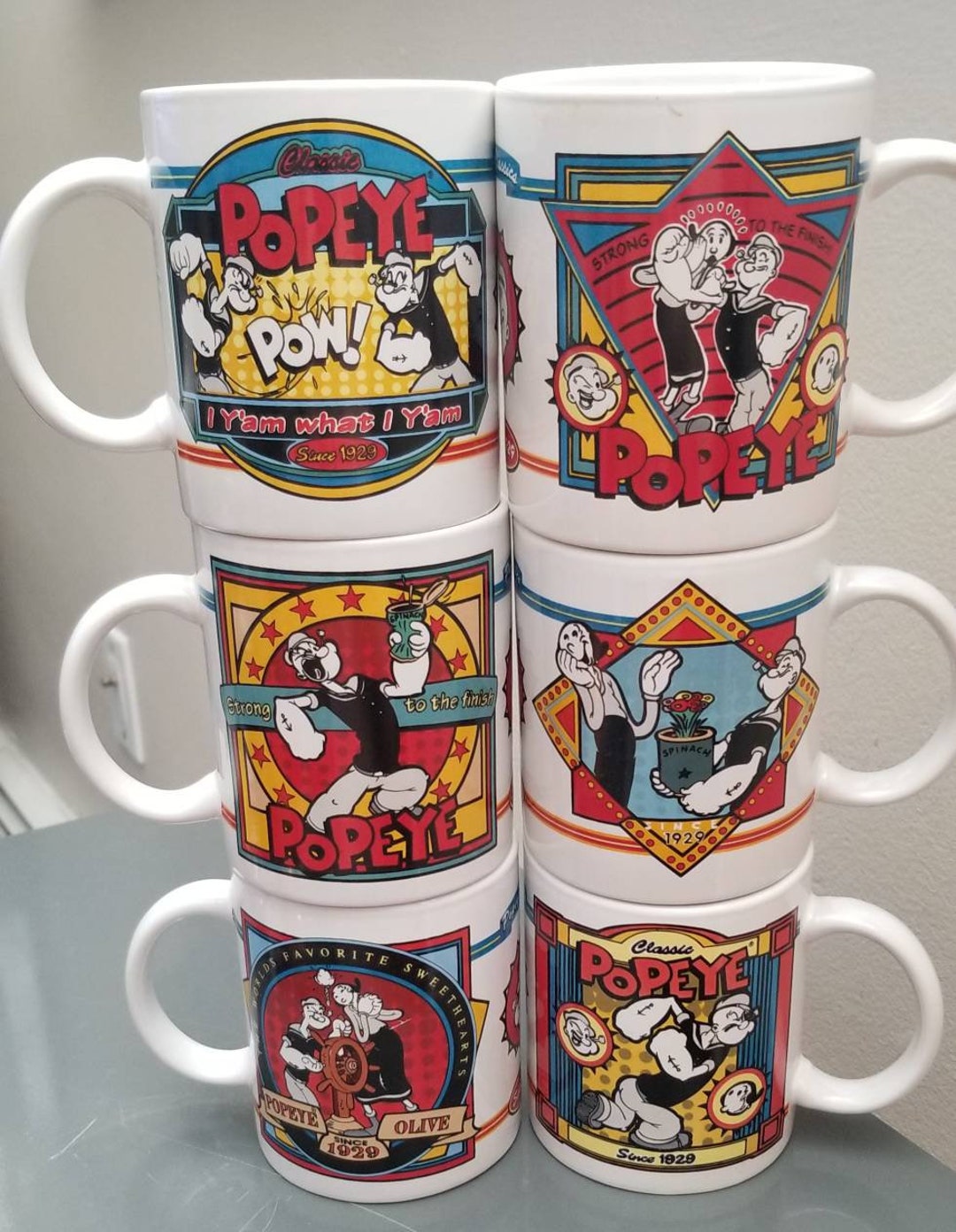 Vintage Six Piece Popeye Coffee Mug Set in Mint Unused New Condition - Etsy
