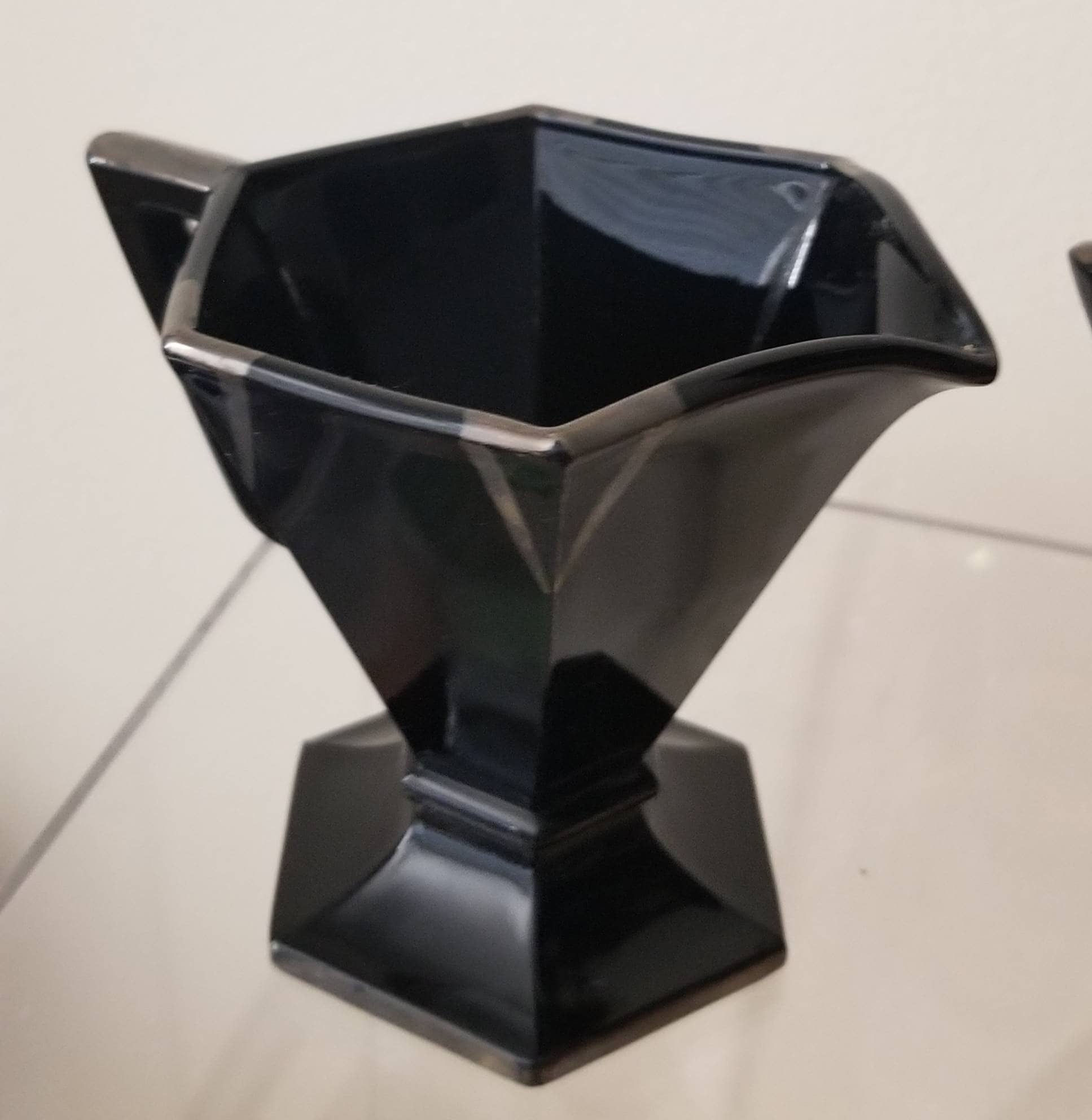 Vintage Art Deco Octagonal Cream and Sugar Set Black and - Etsy