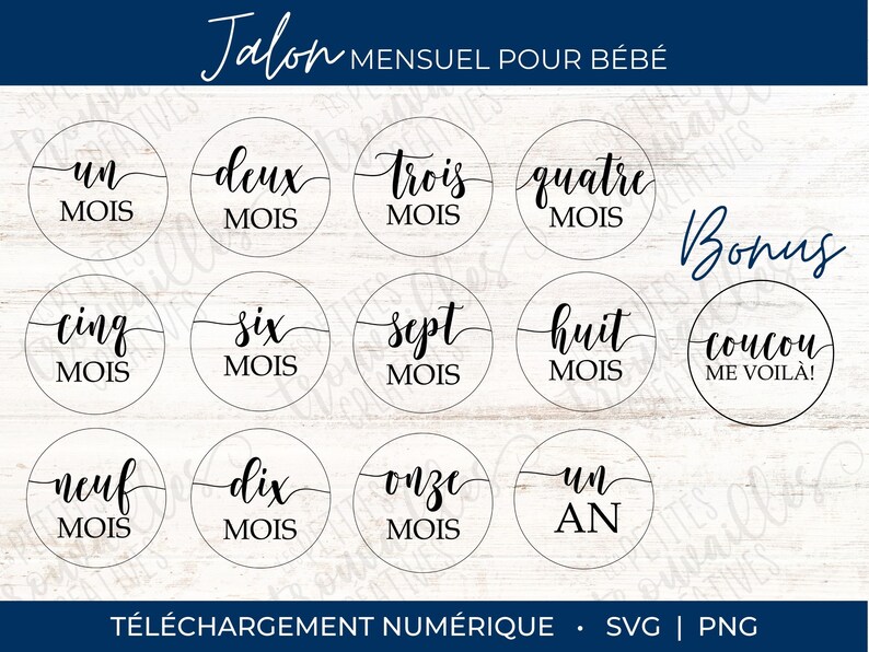 Jalon mensuel bébé SVG FRANÇAIS Étape mensuelle nouveau-né - Etsy France