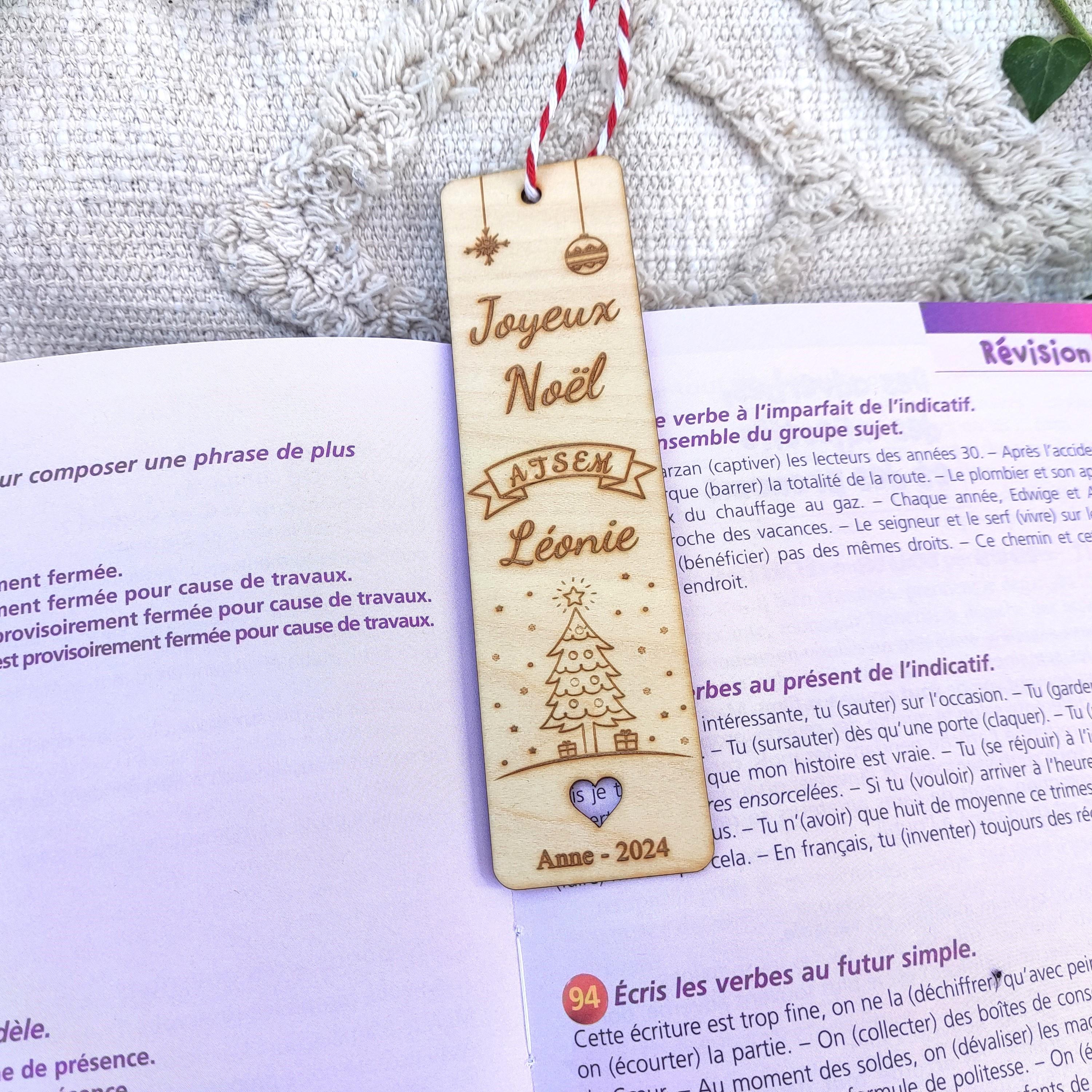 Wooden Bookmark Christmas Gift Nanny Teacher or Atsem With First Name ...