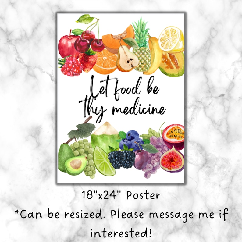 Let Food Be Thy Medicine Poster Colorful Nutrition Print - Etsy