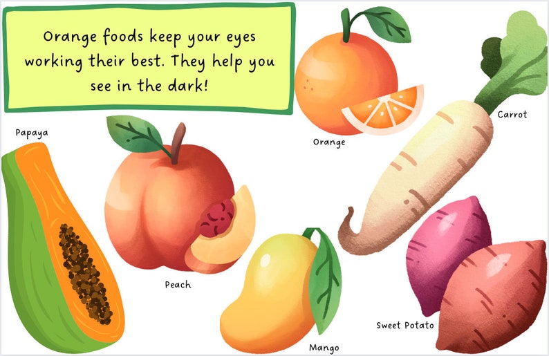 Eat the Rainbow Flashcards for Kids Nutrition Education - Etsy