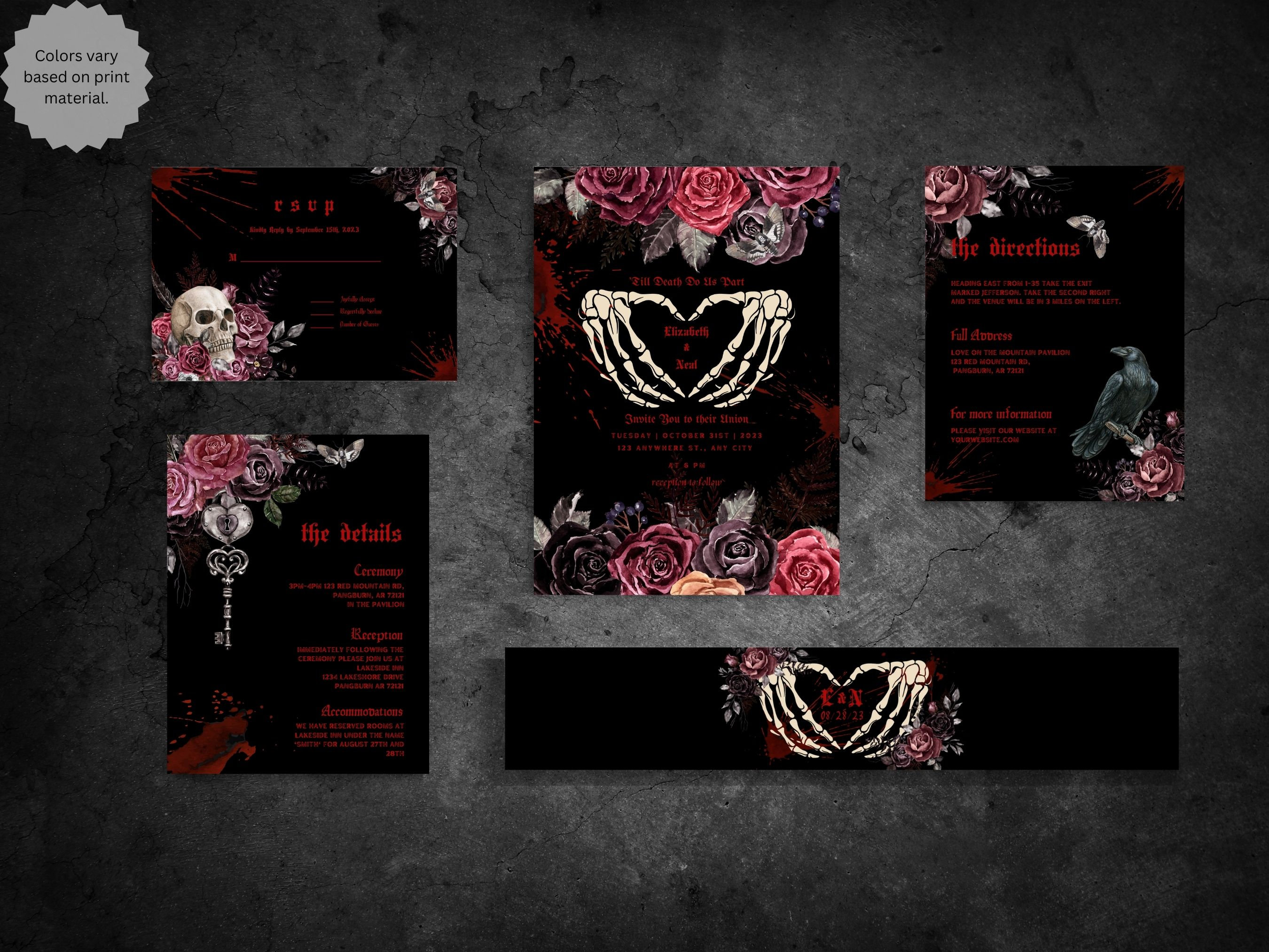 Gothic Wedding Invitation Set Invitation RSVP Direction - Etsy