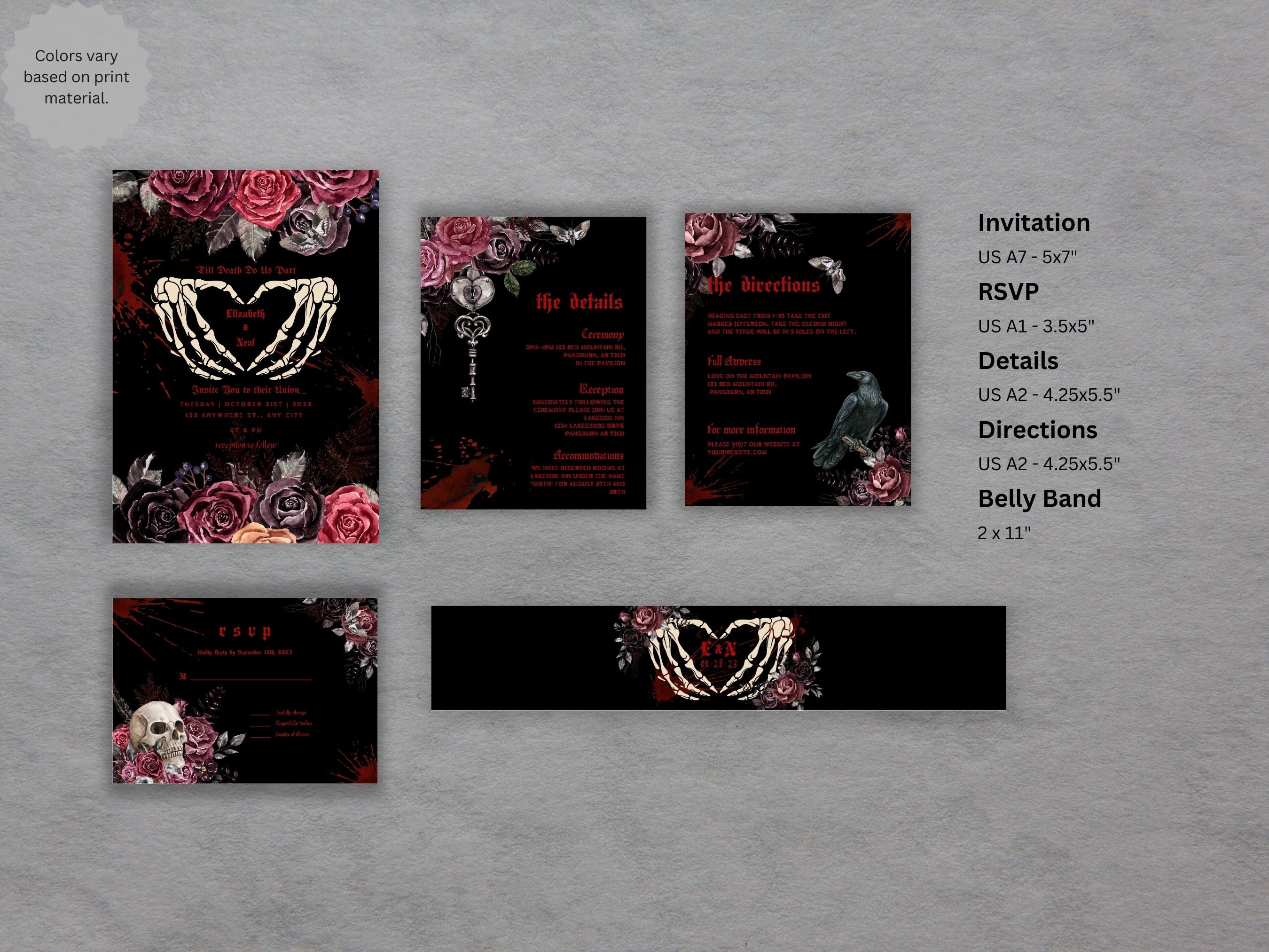 Gothic Wedding Invitation Set Invitation RSVP Direction - Etsy