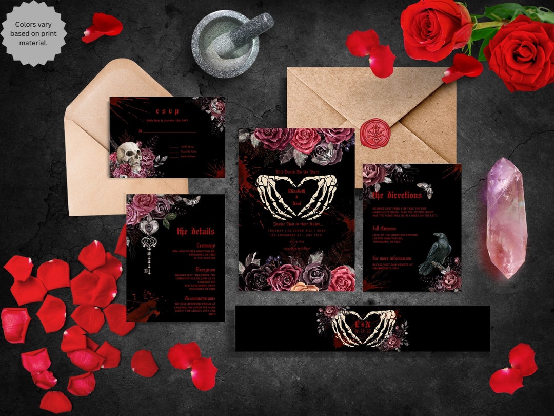 Gothic Wedding Invitation Set Invitation RSVP Direction - Etsy