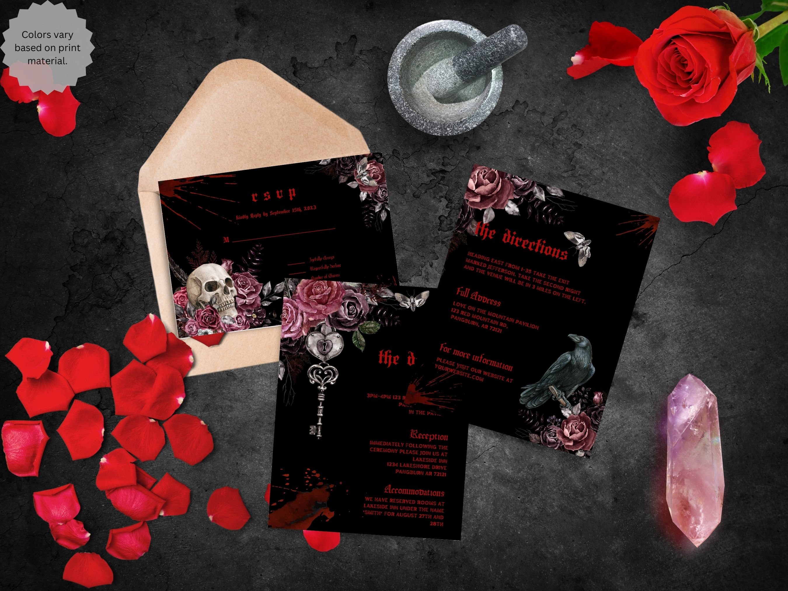 Gothic Wedding Invitation Set Invitation RSVP Direction - Etsy