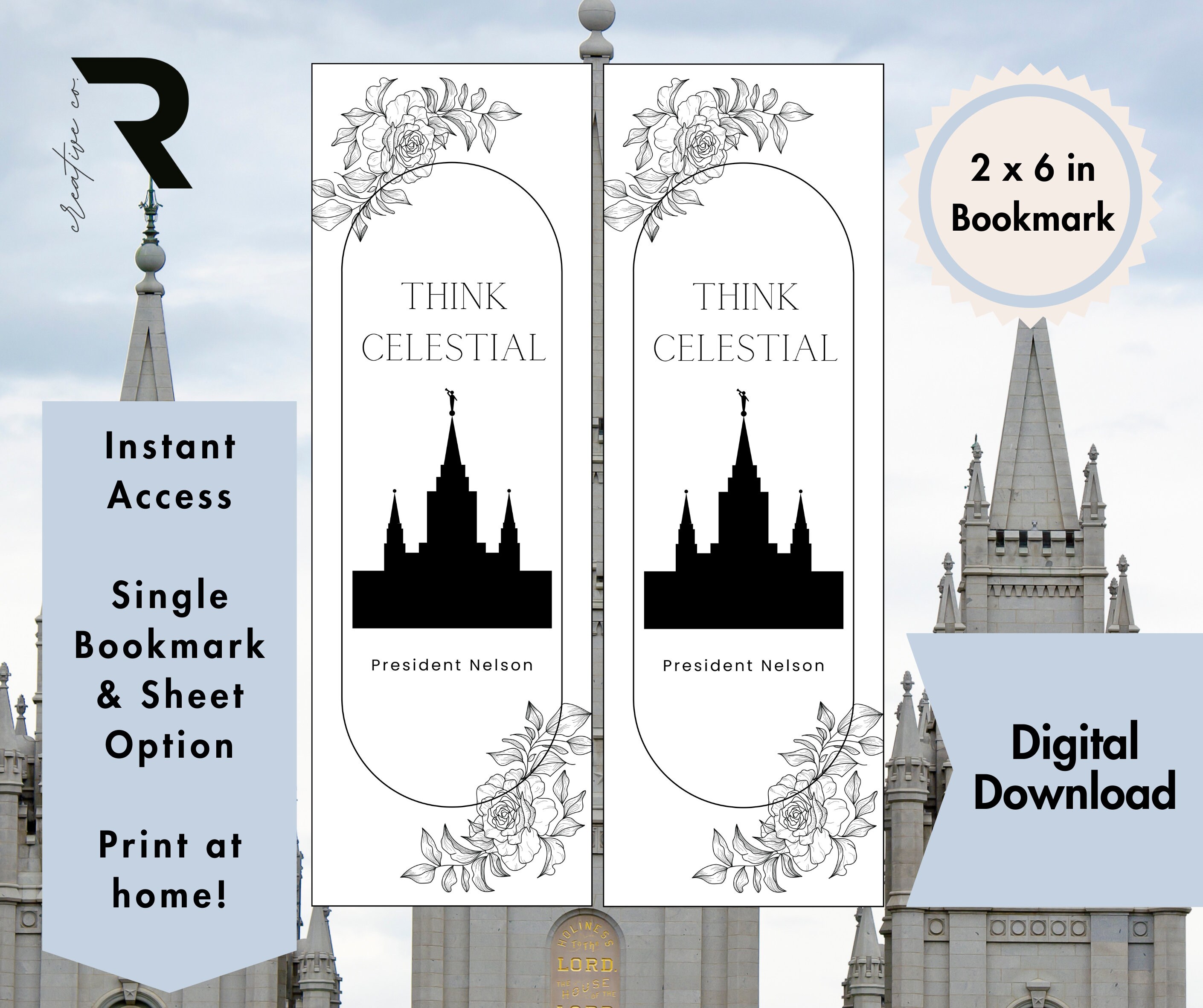 Printable Think Celestial Russell Nelson LDS Bookmark Template, Instant ...