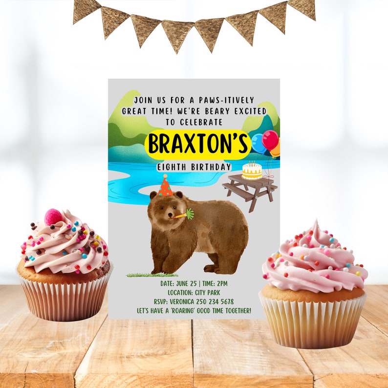 Bear-y Outdoor Birthday Party Invitation Bash: Celebrate Nature ...