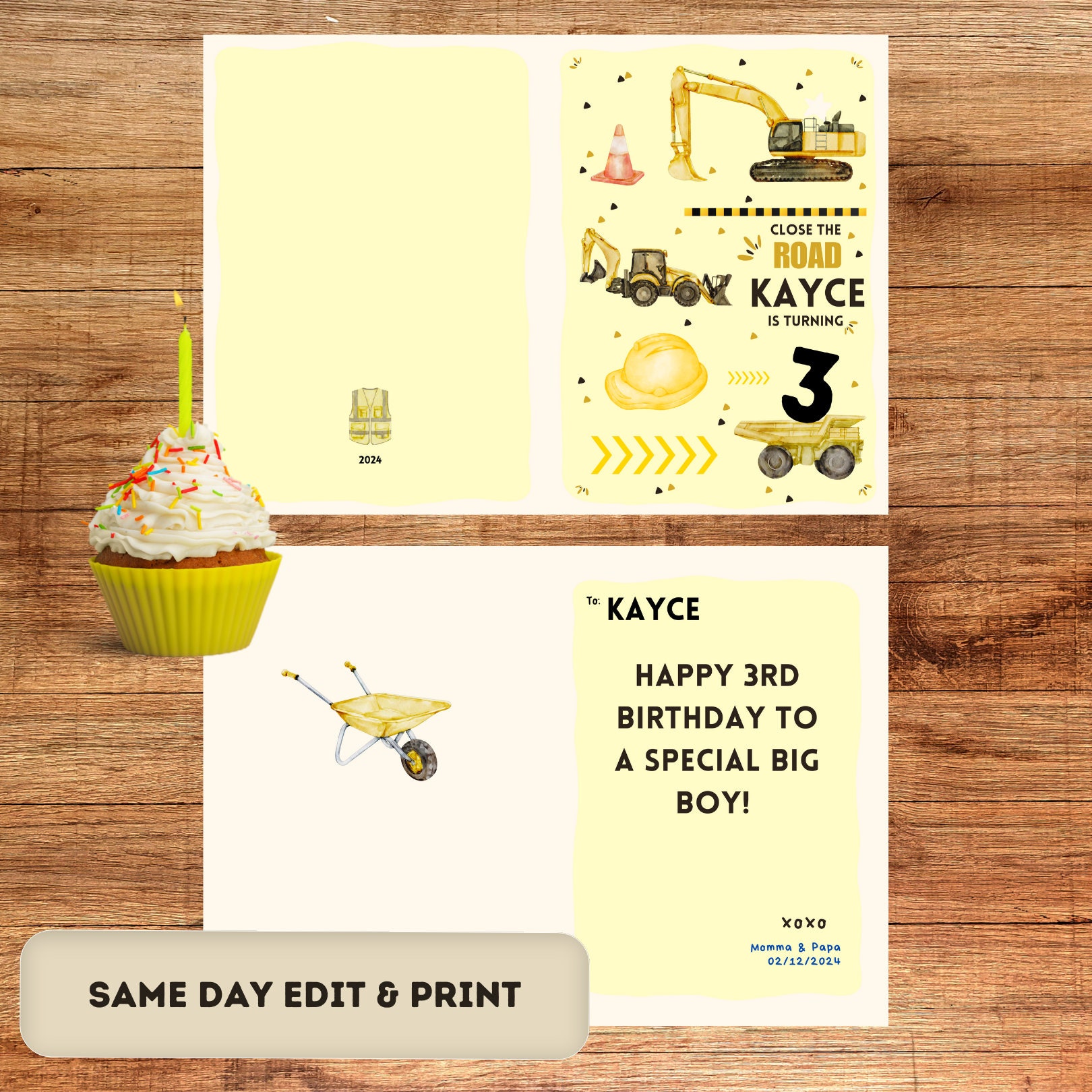 Kids Birthday Card Construction Site Greetings Boy Dumptruck Bday Card ...