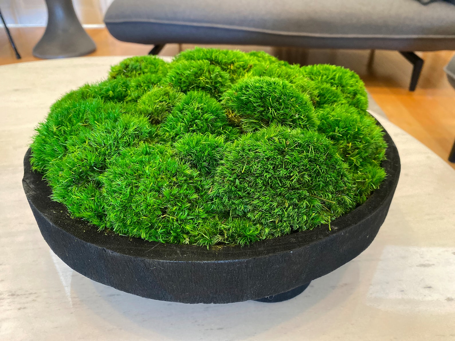 Moss Bowl Arrangement-emerald Green Color-hand Carved Wooden - Etsy