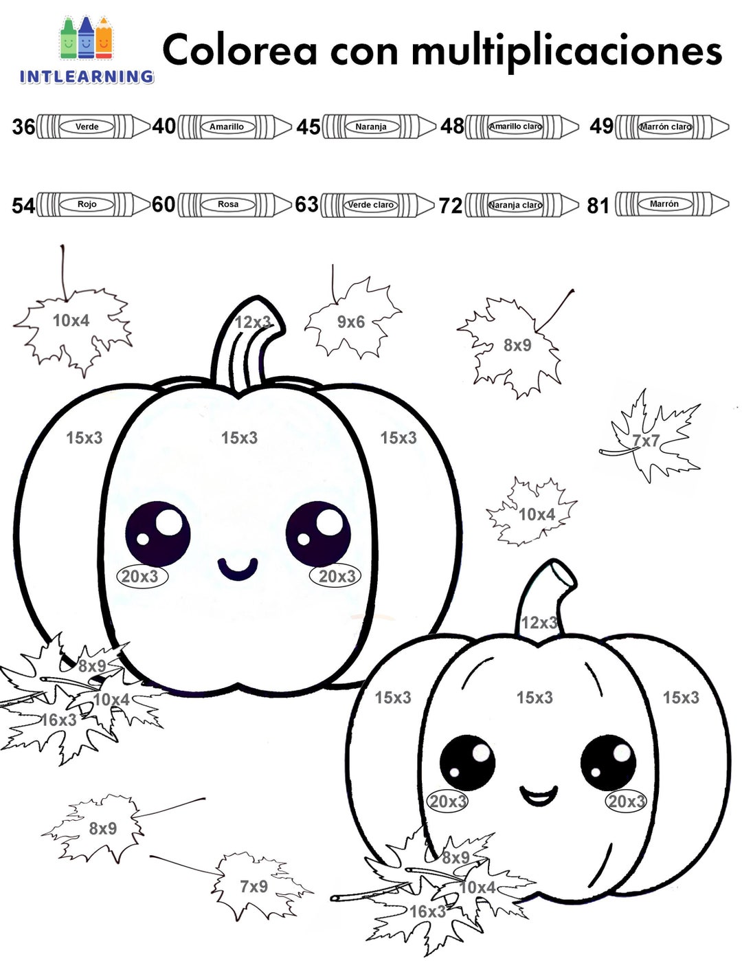 Multiplicación Por Color/multiplication Color by Number in Spanish - Etsy