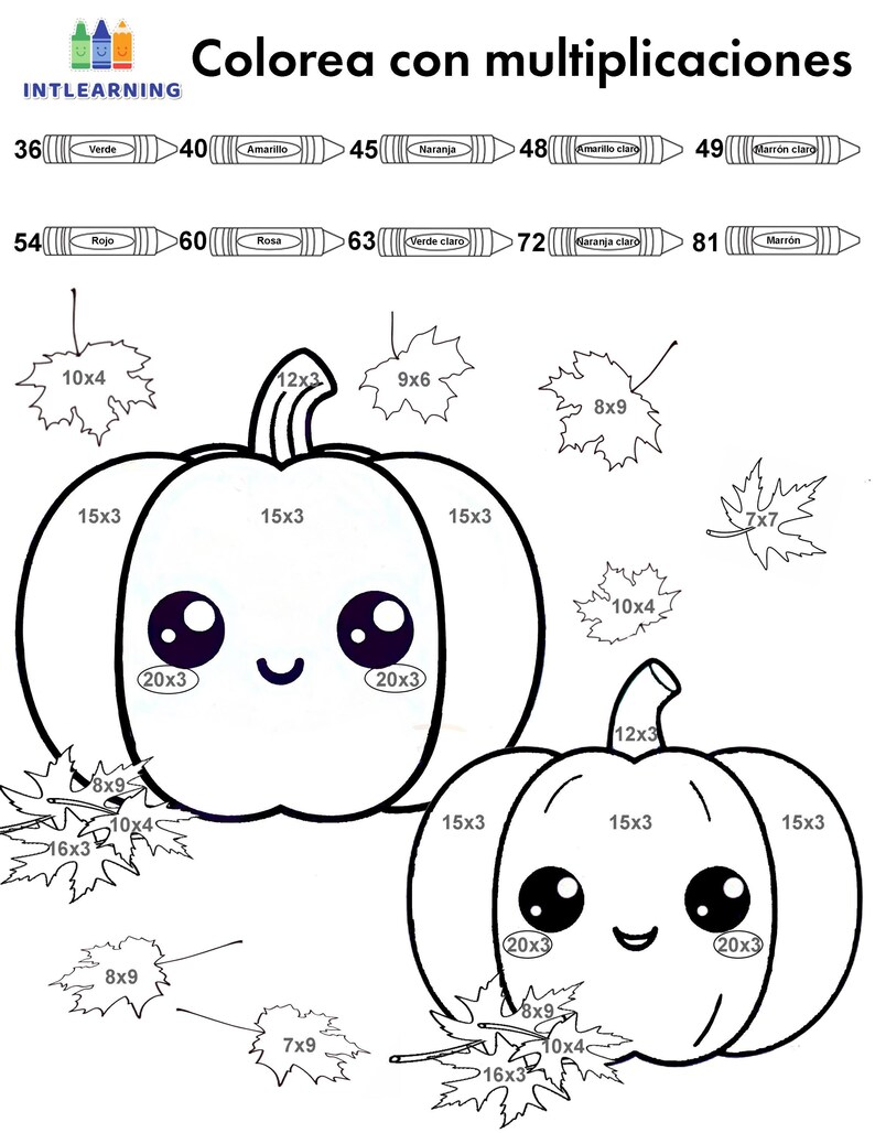 Multiplicación Por Color/multiplication Color by Number in Spanish - Etsy