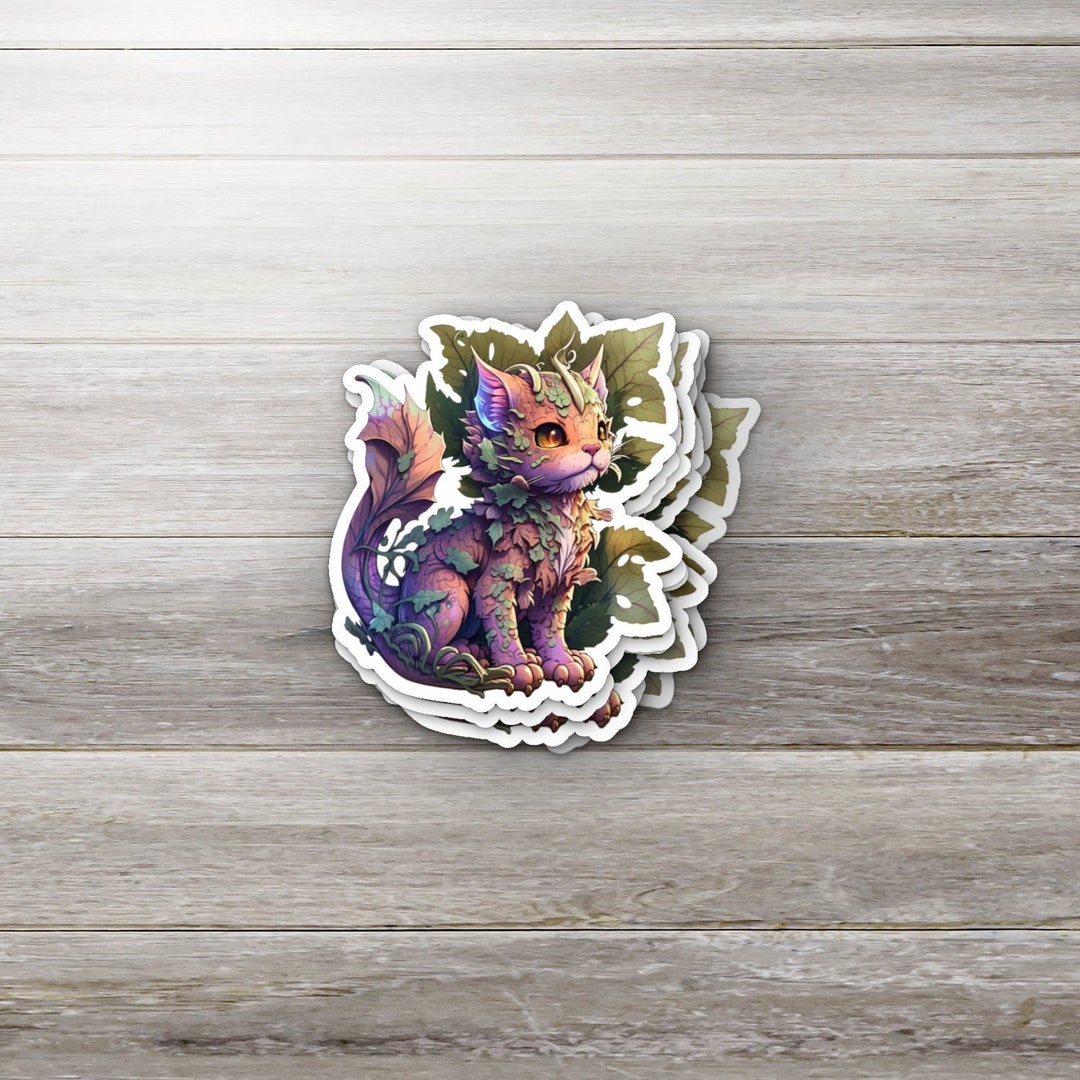Whimsical Cat-dragon Hybrid Sticker Kiss-cut Vinyl Decals, Sticker ...