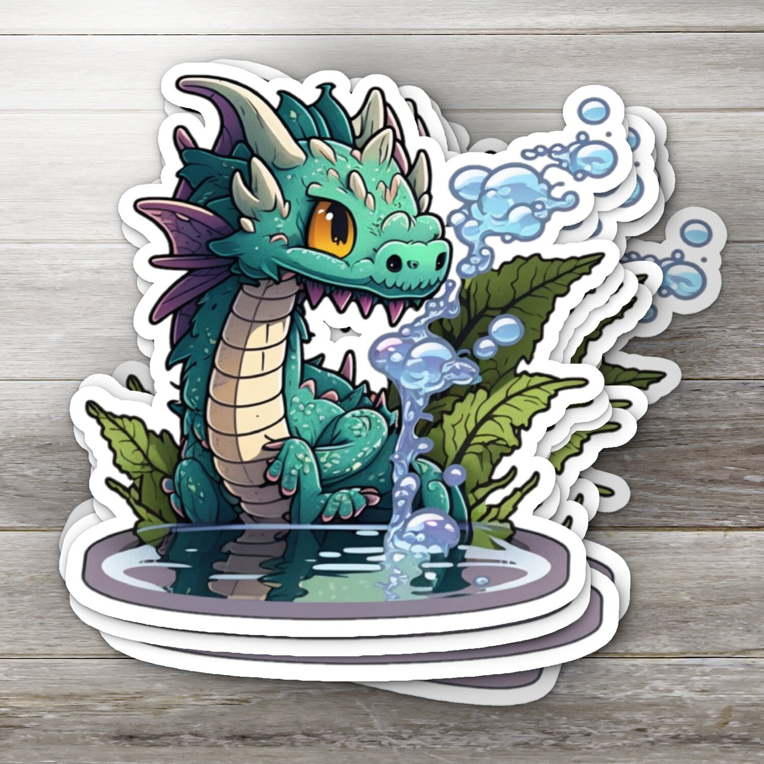 Adorable Water Dragon Sticker Kiss-cut Vinyl Decals - Vinyl Sticker ...