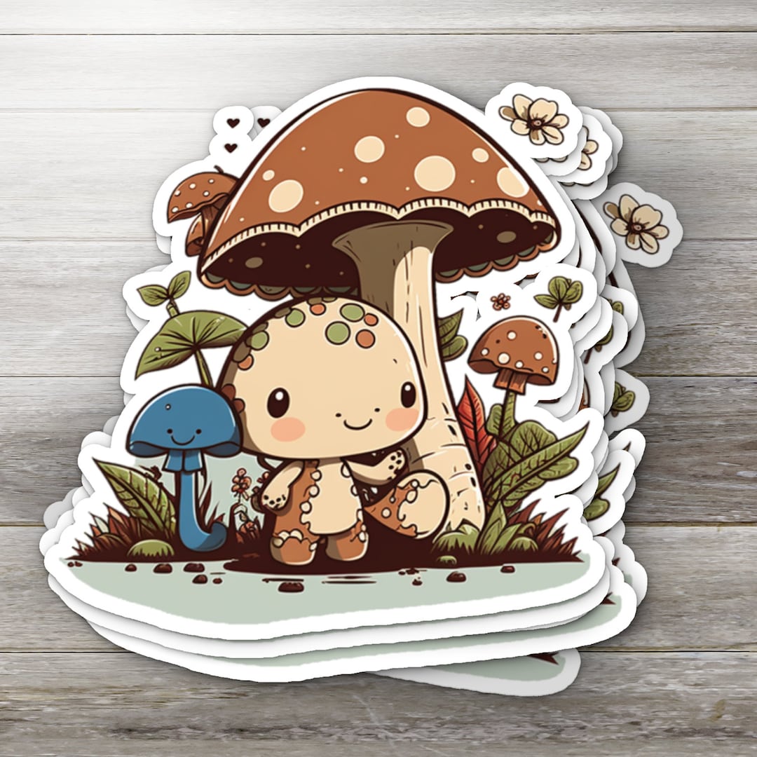 Whimsical Cute Mushroom-dinosaur Hybrid Sticker Kiss-cut Vinyl Decals ...