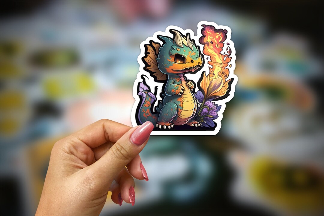 Adorable Fire Dragon Sticker Kiss-cut Vinyl Decals, Bundle - Fierce ...