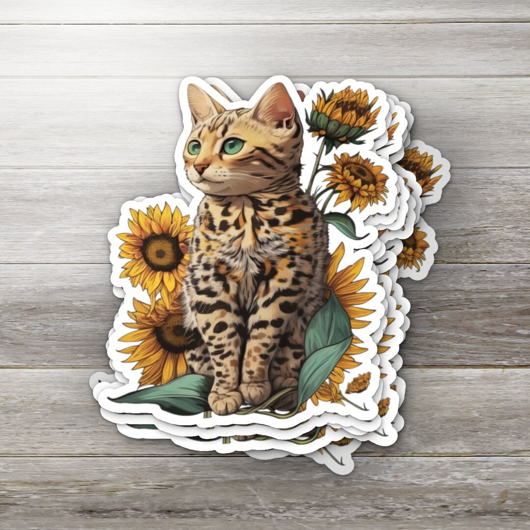 Celebrate the Season With a Cute Sunflower Cat Hybrid Kiss-cut Decal ...