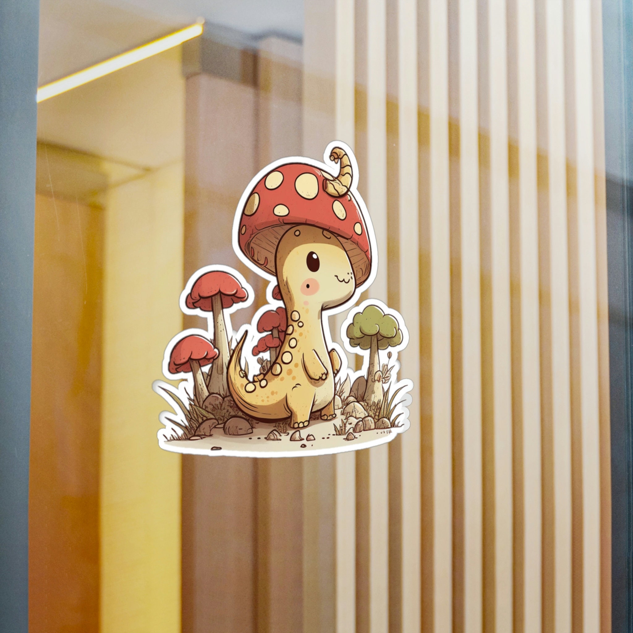 Whimsical Cute Mushroom-dinosaur Hybrid Sticker Kiss-cut Vinyl Decals ...