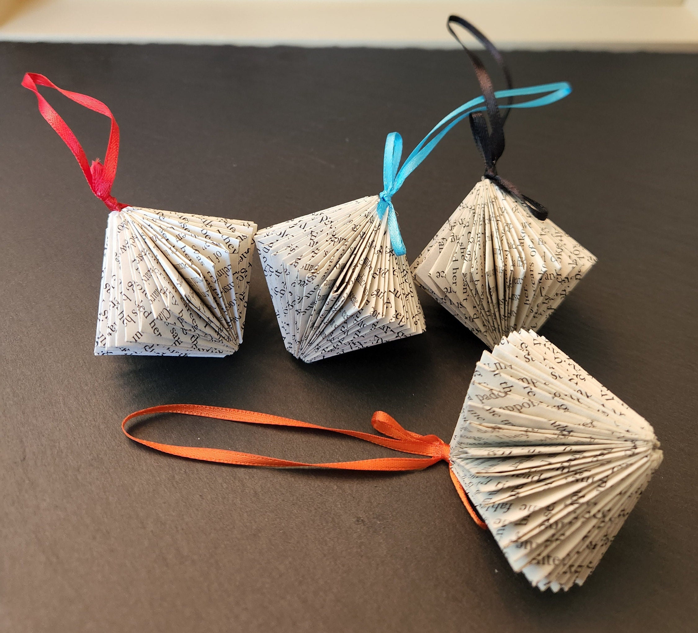 Recycled Book Paper Ornament, Folded Paper Diamond, Small, Holiday/christmas Ornament, Paper Art ...