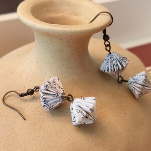 Recycled Book Paper Earring Folded Paper Diamond Small - Etsy