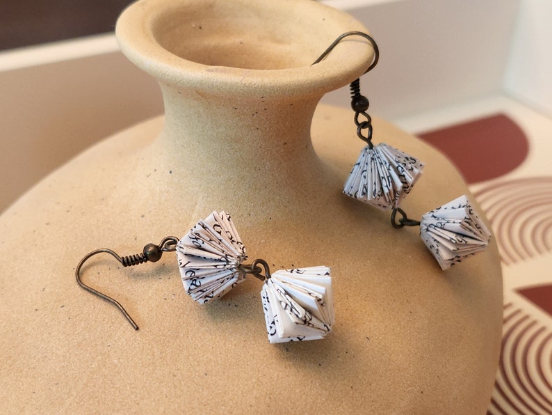 Recycled Book Paper Earring Folded Paper Diamond Small - Etsy