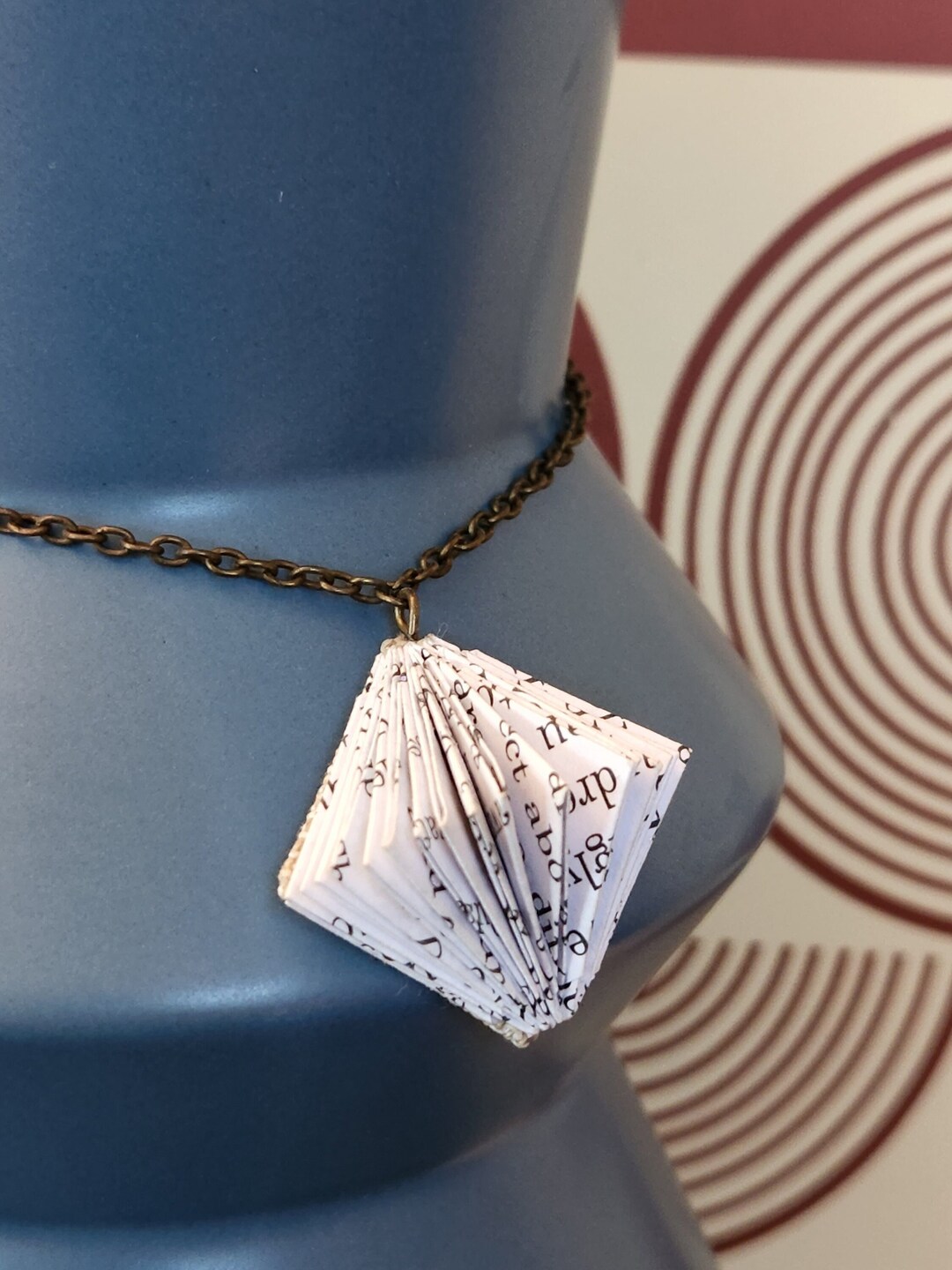 Recycled Book Paper Necklace, Folded Paper Diamonds, Paper Jewelry ...