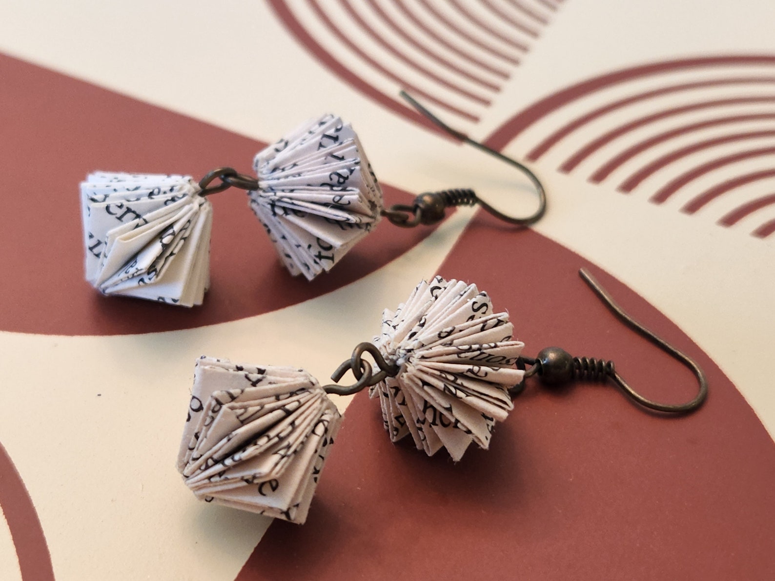 Recycled Book Paper Earring Folded Paper Diamond Small - Etsy
