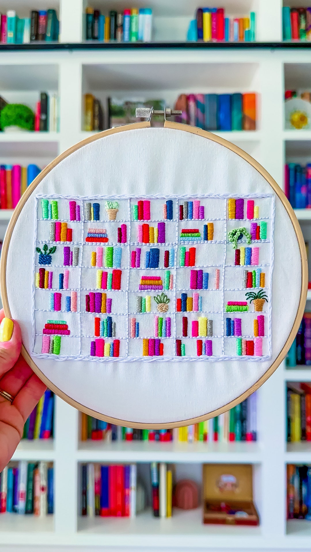 Bookcase Embroidery Template + Directions - Etsy