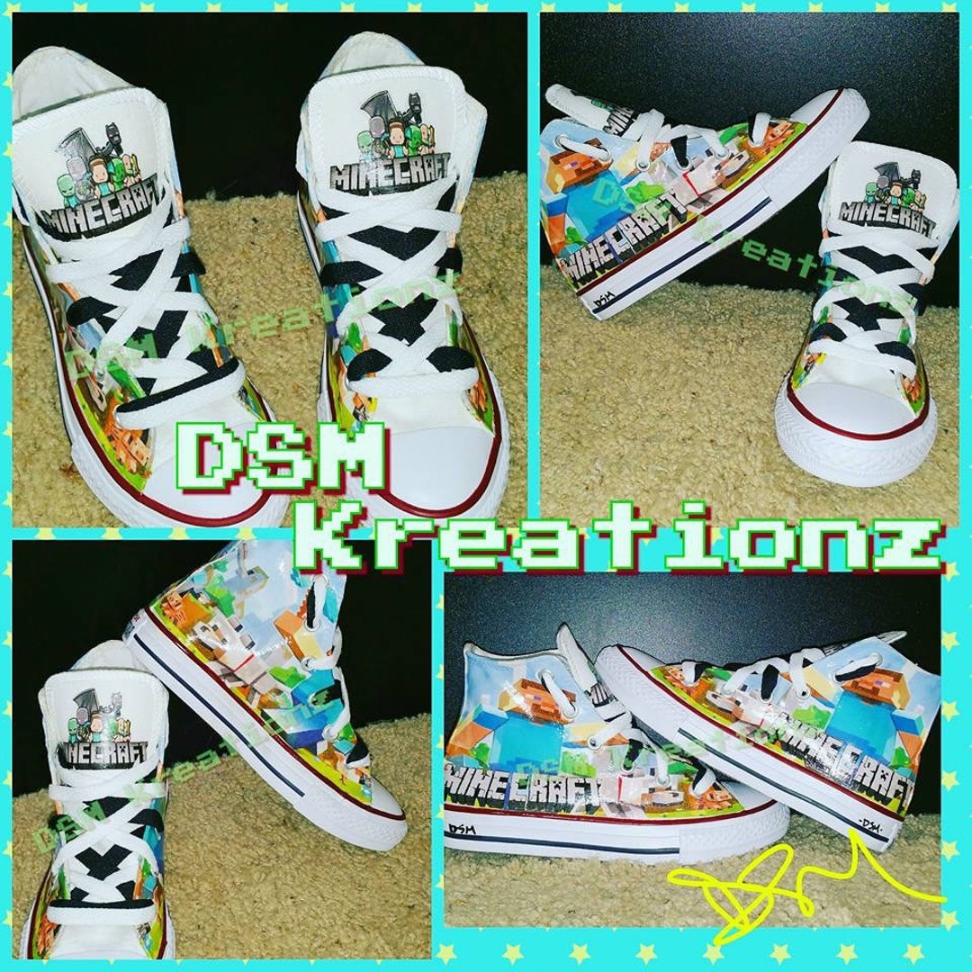 Custom Minecraft Inspired Converse Sneakers kid Size - Etsy