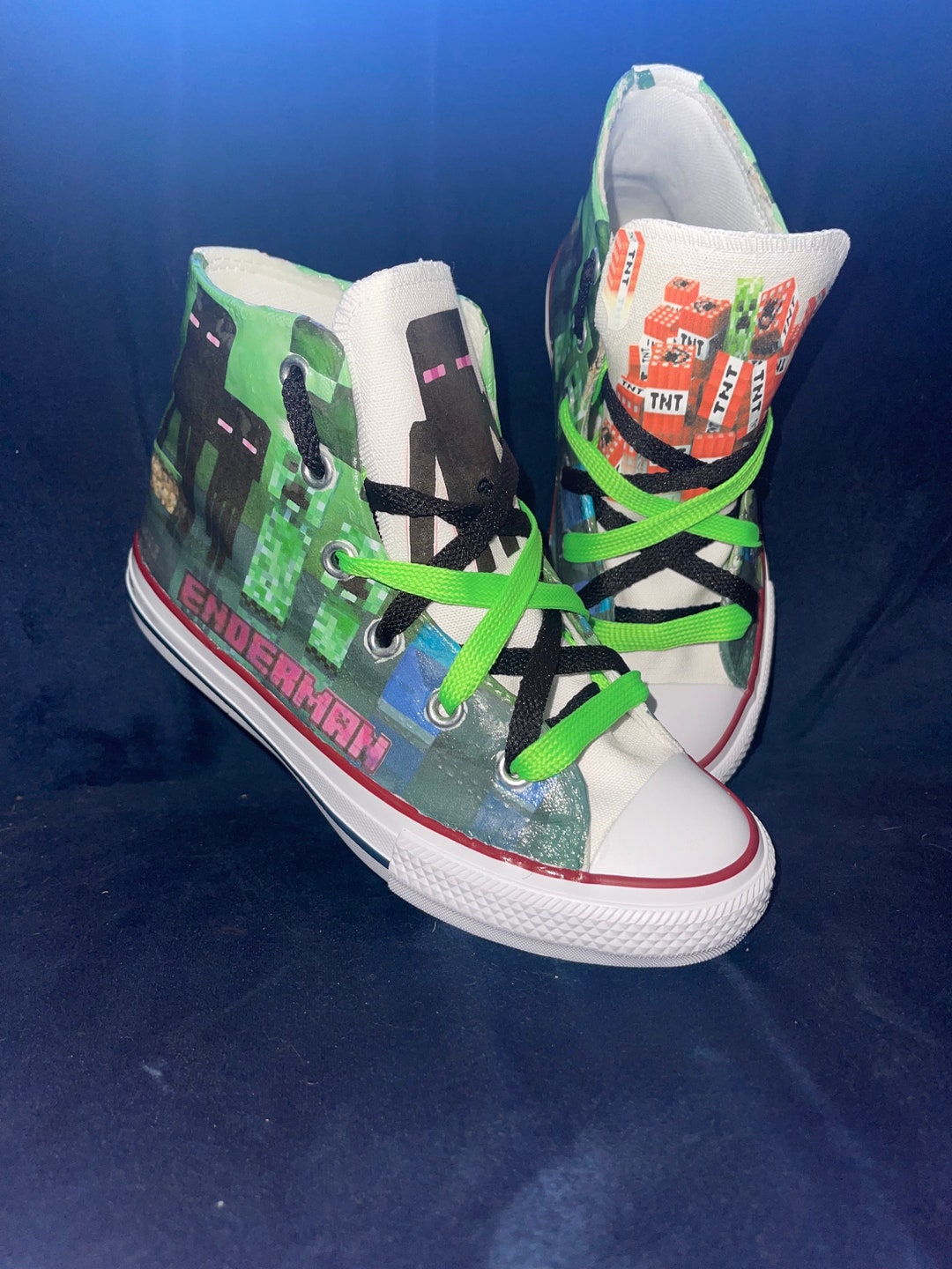 Custom Minecraft Inspired Converse Sneakers kid Size - Etsy