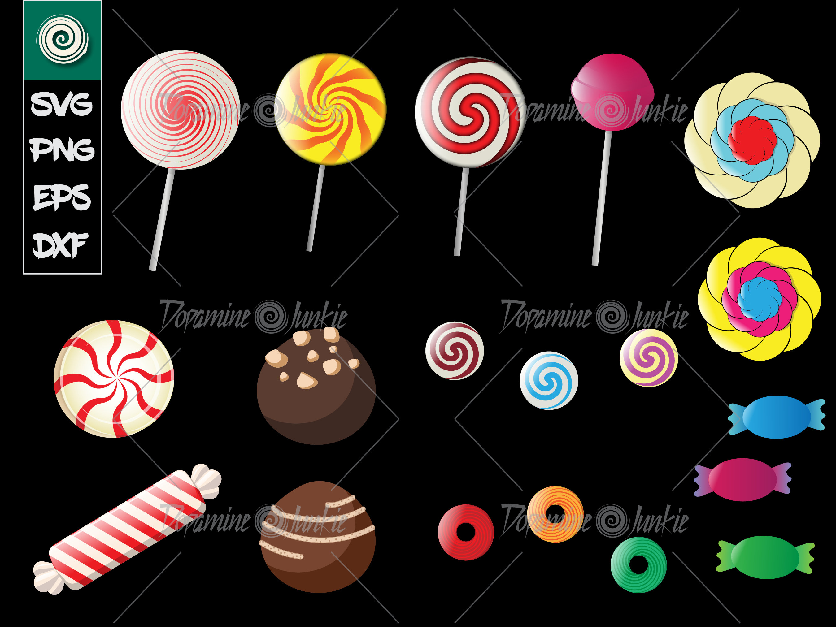 Candy Svg Bundle, Candy Clipart, Lollipop Clipart, Candies Vector Pack ...
