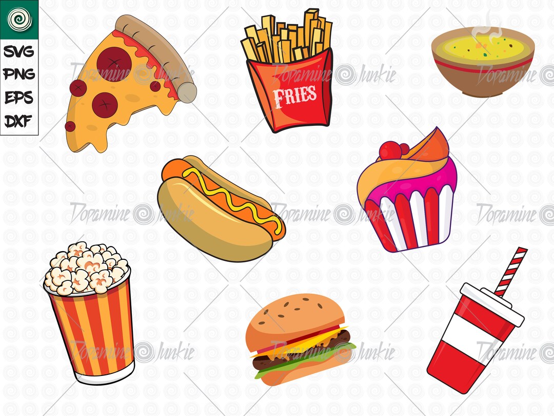 Fast Food Svg Bundle | Takeaway Vectors | Snack Clipart | French Fries ...